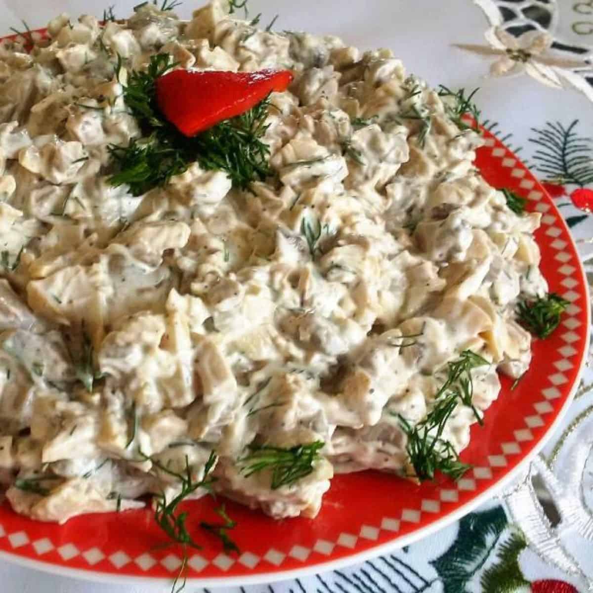 Mushroom Salad with Garlic and Mayo -Romanian recipe - Alexa's Cuisine